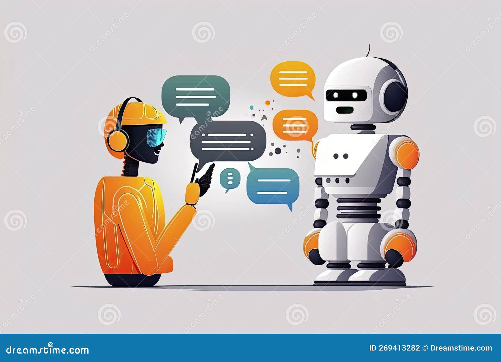 People Communicate with Chat Bot, Illustration. Generative Ai Stock ...