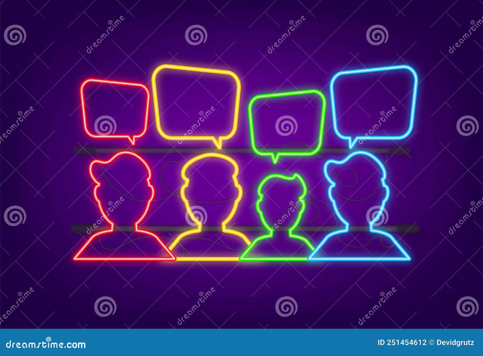 People Communicate Neon Icon, Ask Questions, Searching Solution. Dialog ...