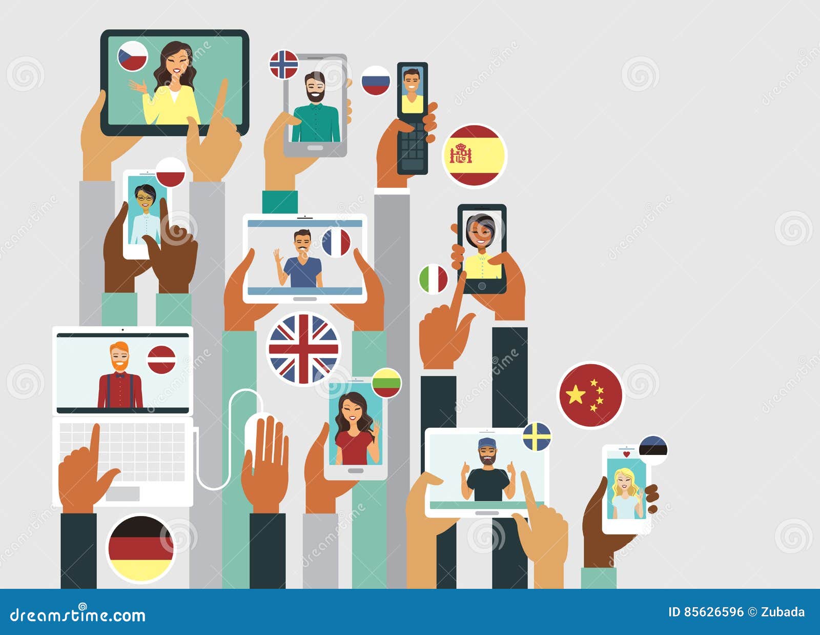 People Communicate Online in Different Languages Stock Vector ...