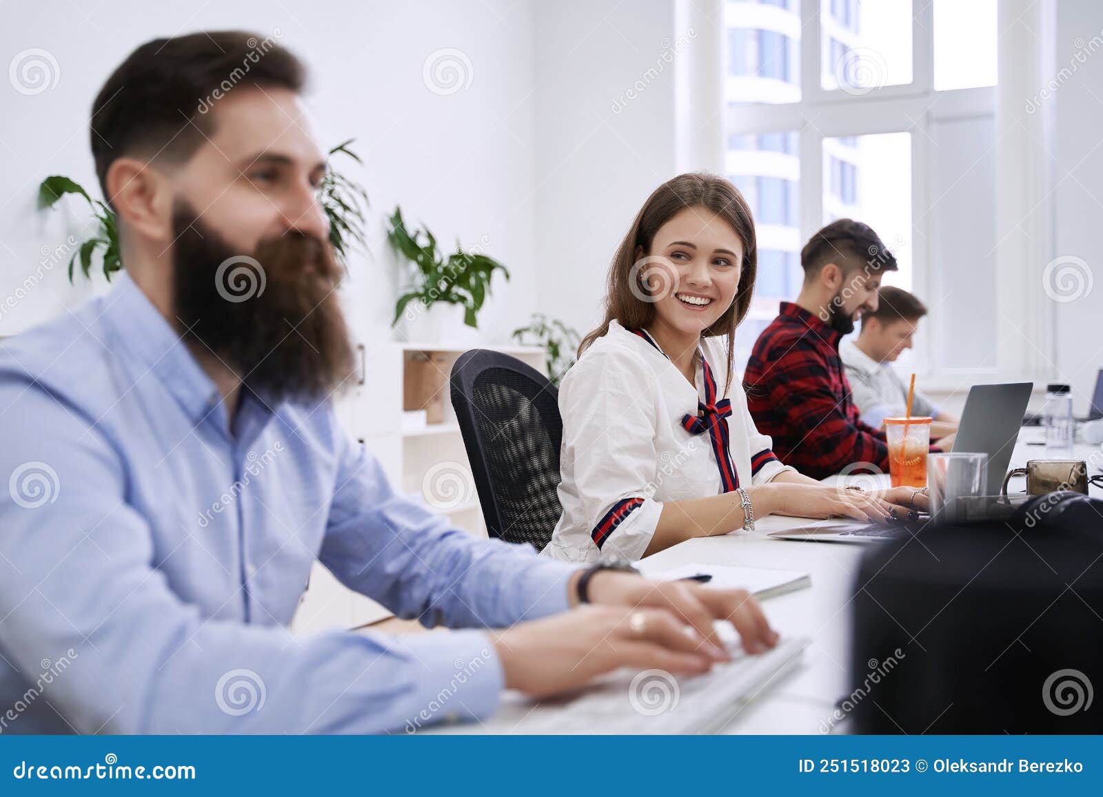 People Communicating and Working in Modern it Office. Group of Young ...