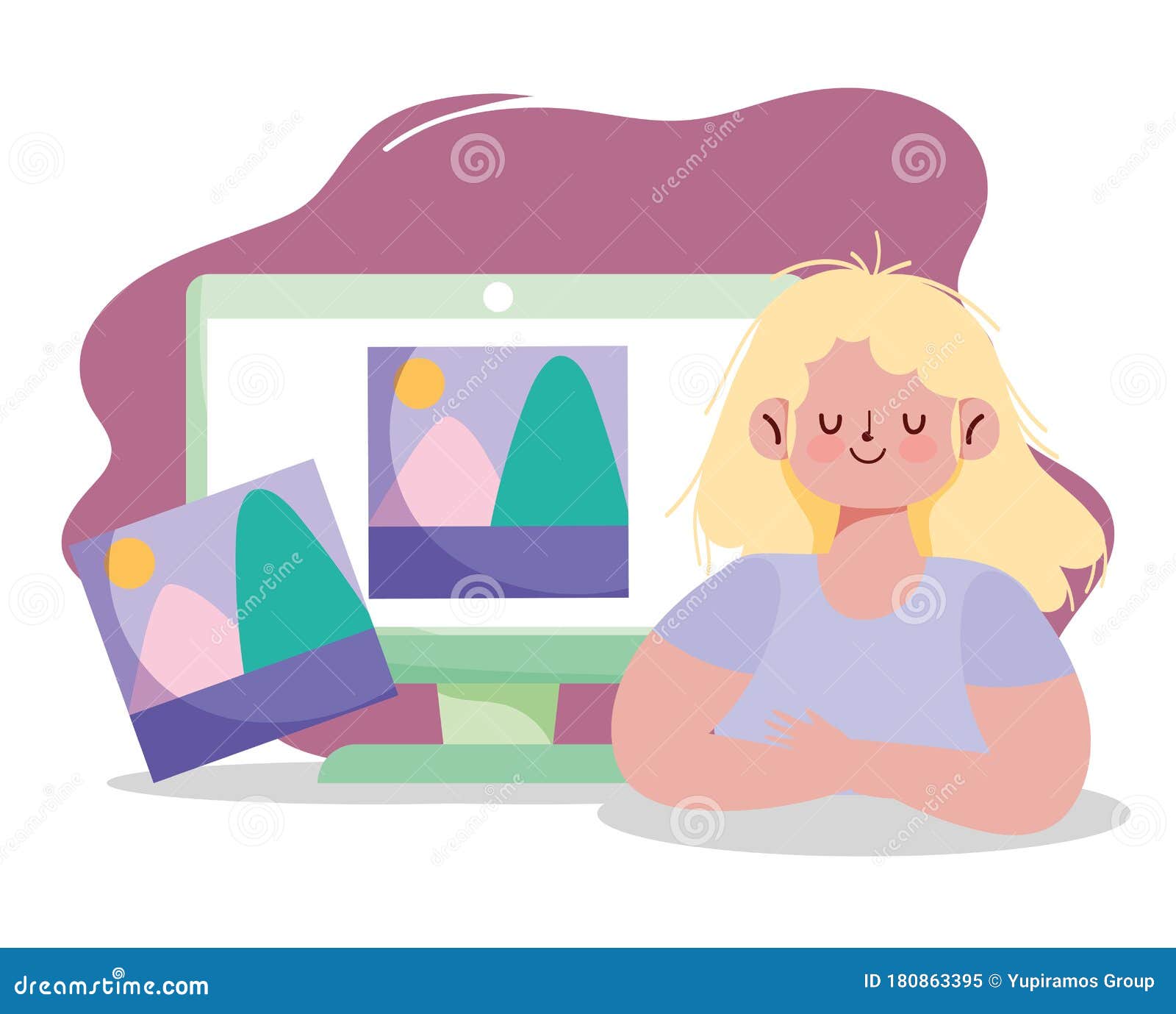 People Communication and Technology, Girl with Computer Photo Gallery ...