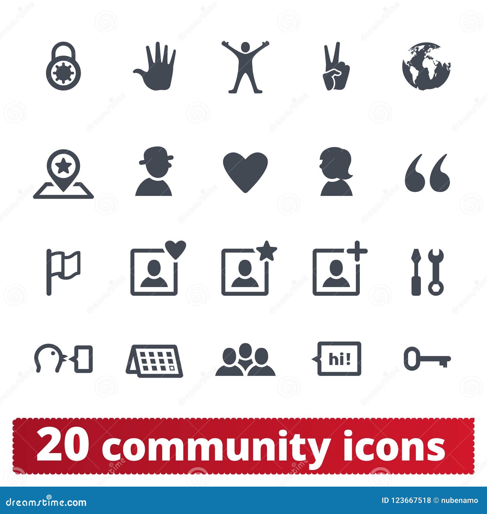People Community and Communication Icons Set Stock Vector ...