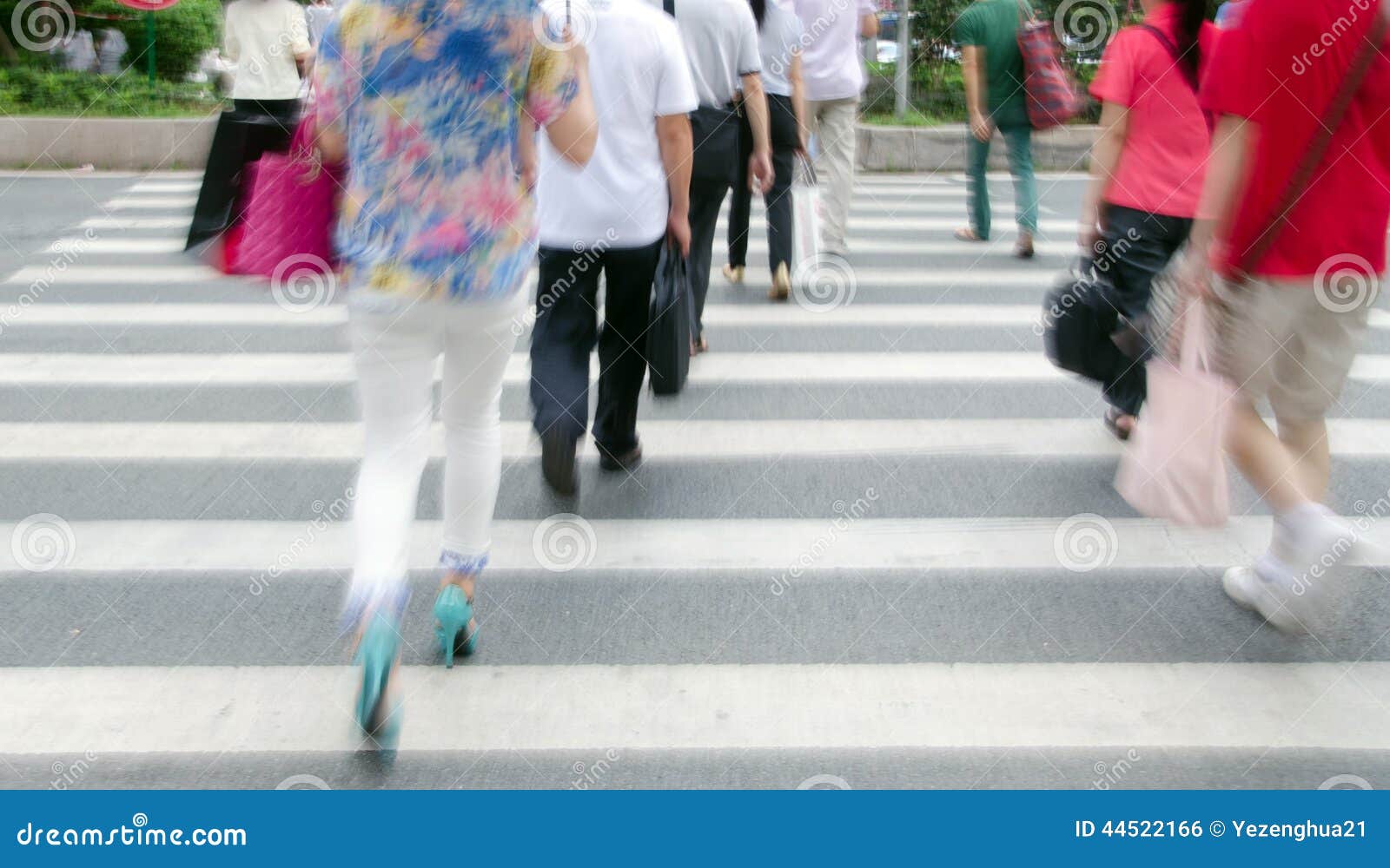 People Commuting in Rush Hour at Zebra Crossing Stock Photo - Image of ...