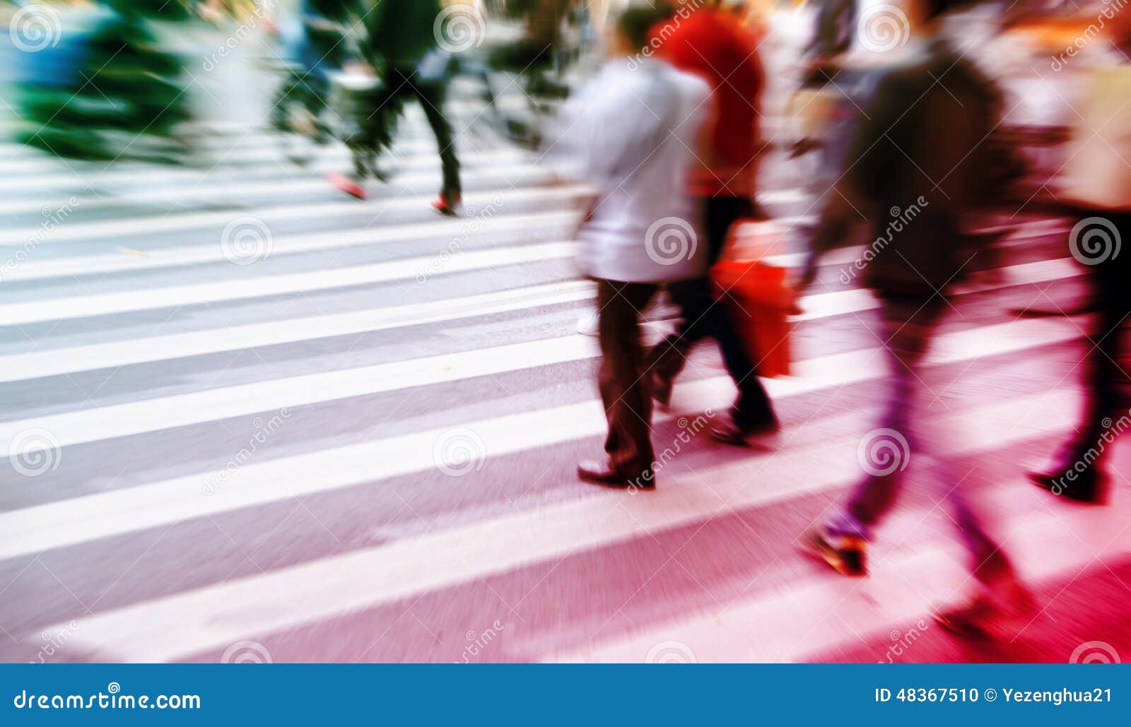 People Commuting in Rush Hour at Zebra Crossing Stock Photo - Image of ...