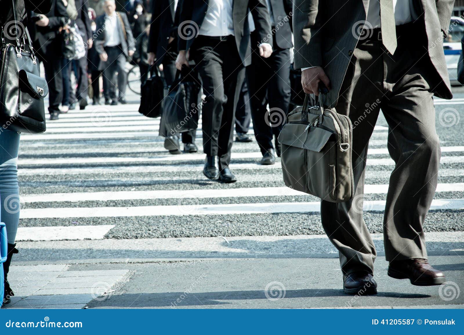 People Commuting in Rush Hour at Zebra Crossing Stock Image - Image of ...