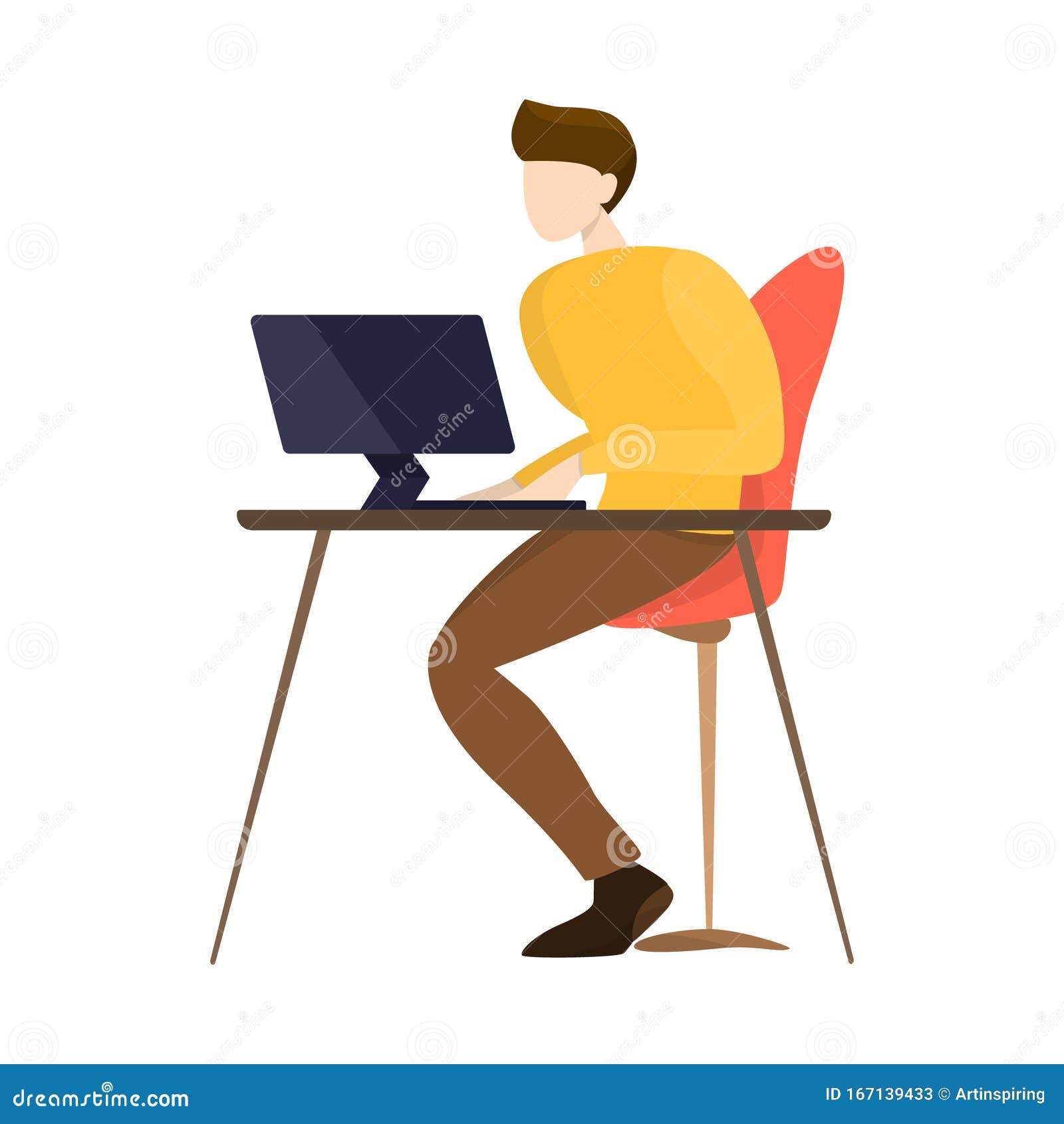 People with Computer. Character Working on Computer Stock Vector ...