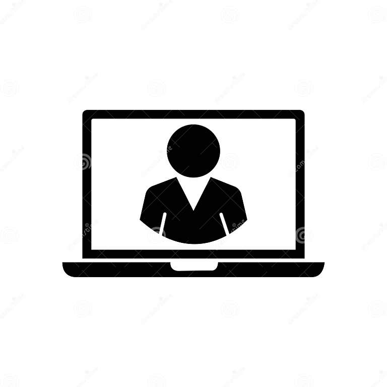 Person Using Computer, Vector Icon. Man Laptop Vector Icon Stock Vector ...