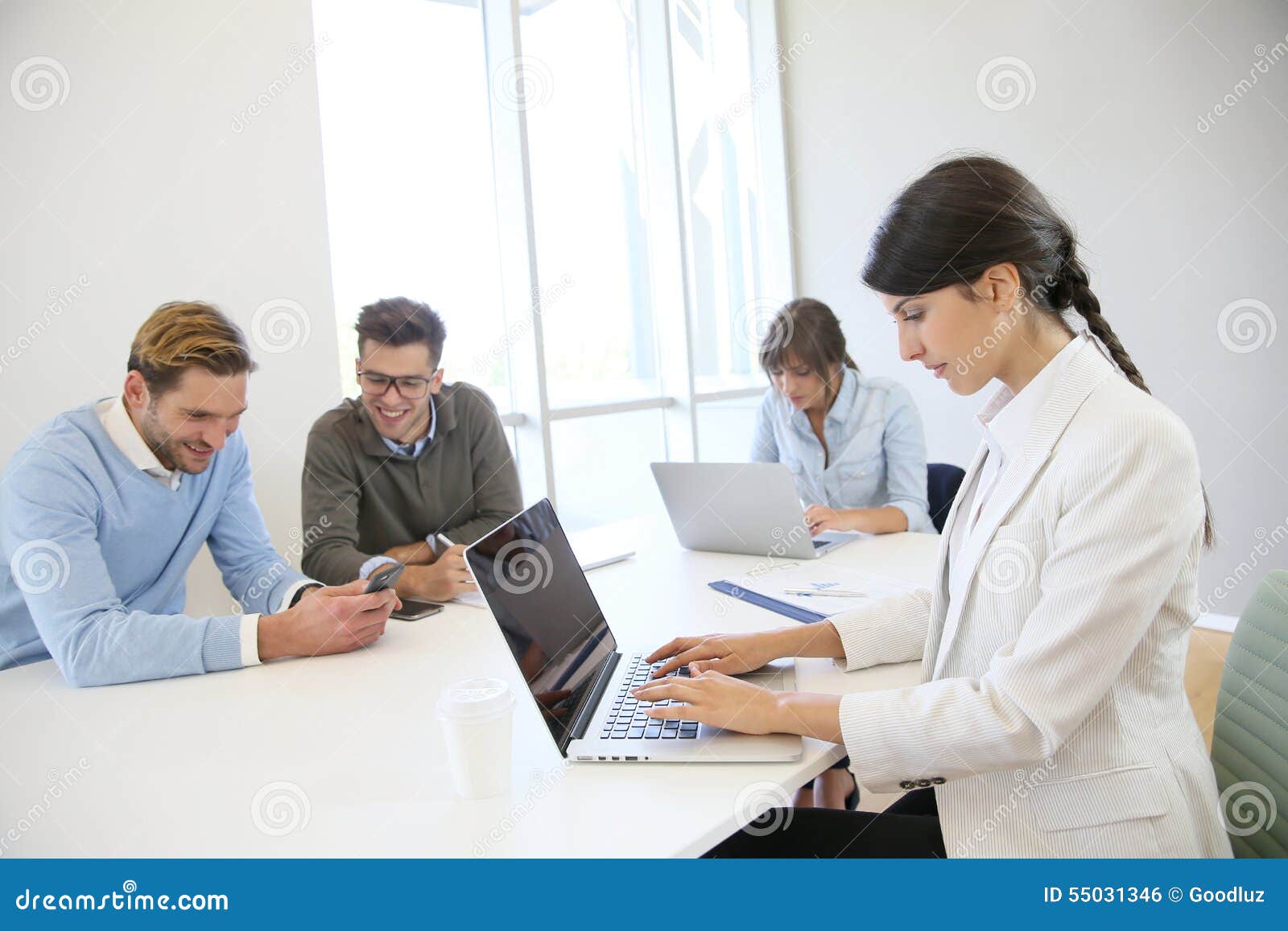 People on Computers Working in Start-up Company Stock Photo - Image of ...