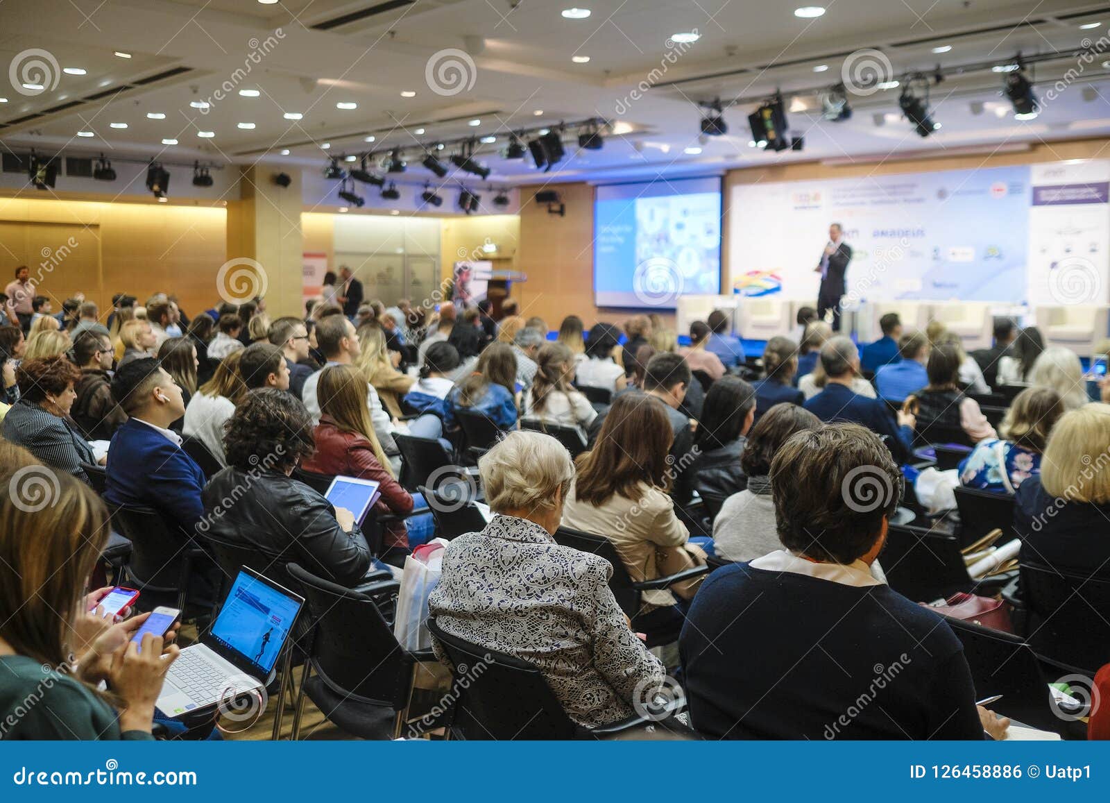 People on a conference editorial photo. Image of classroom - 126458886