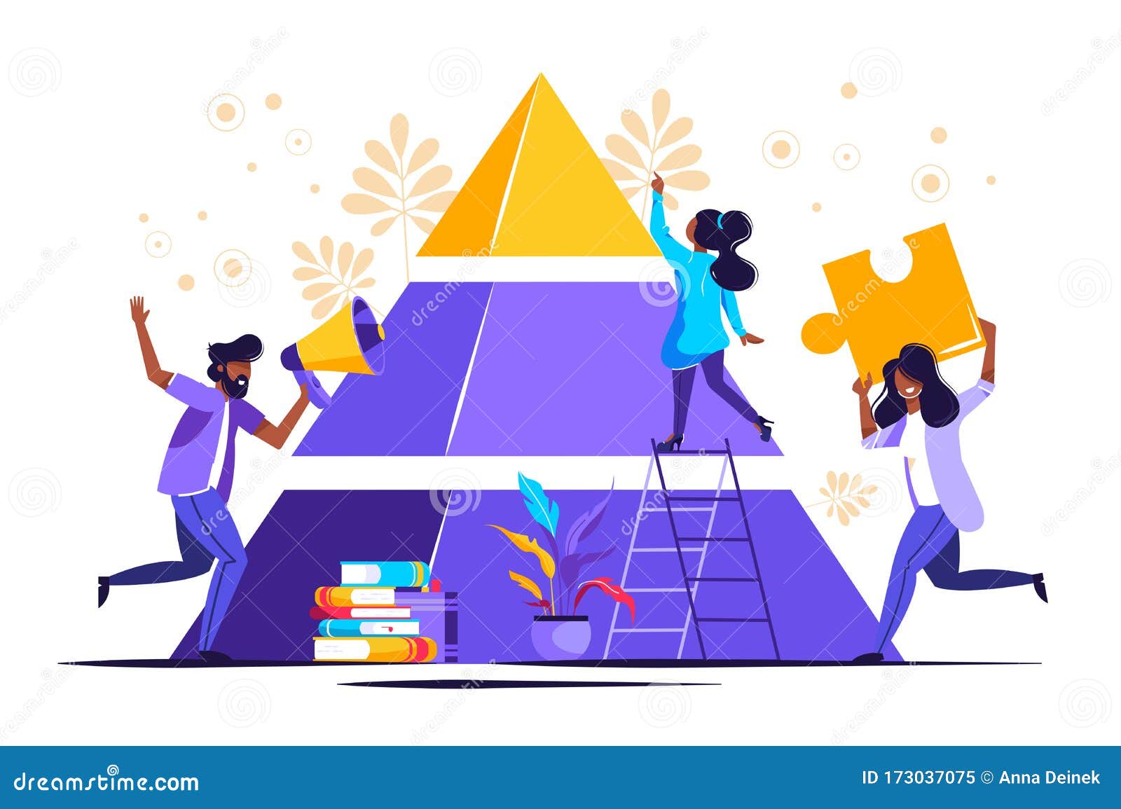 People Connect the Elements of the Pyramid Stock Vector - Illustration ...