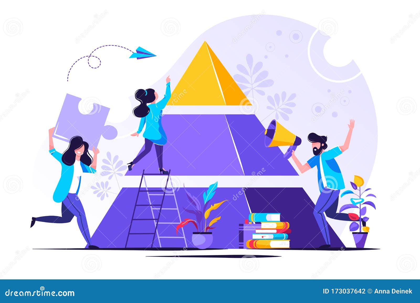 People Connect the Elements of the Pyramid Stock Vector - Illustration ...