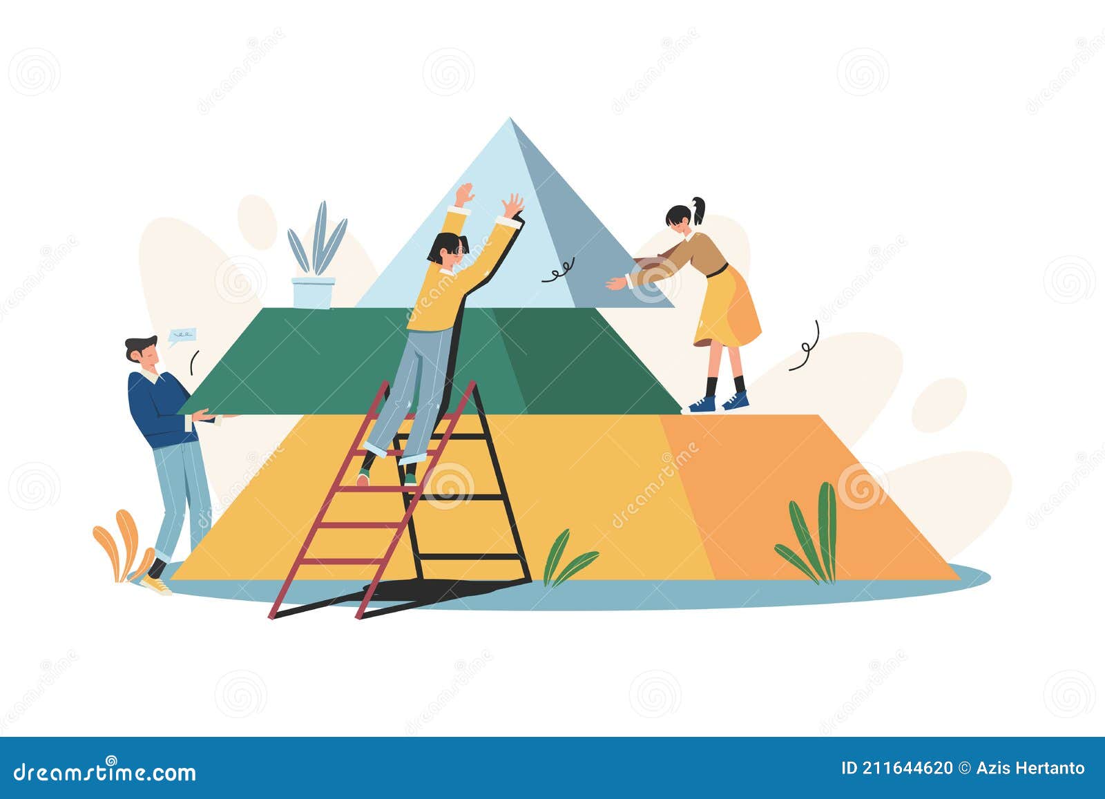 People Connect the Elements of the Pyramid Stock Vector - Illustration ...