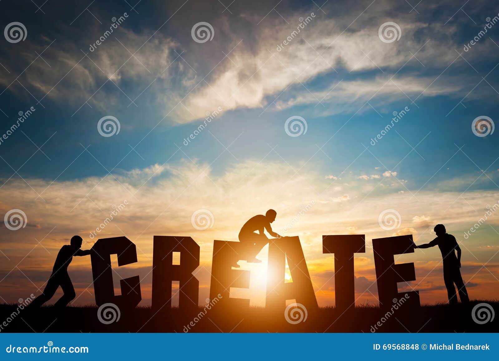 People Connect Letters To Compose the CREATE Word. Creativity, Making ...