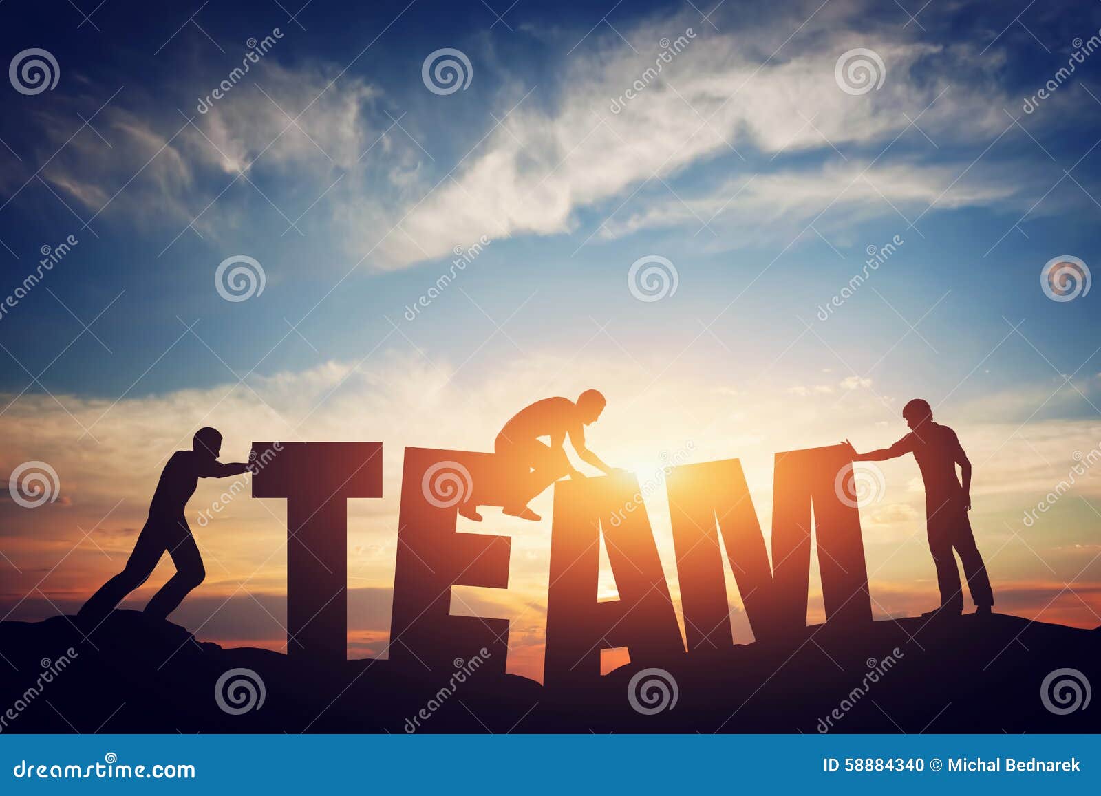 People Connect Letters To Compose the Team Word. Teamwork Concept Stock ...