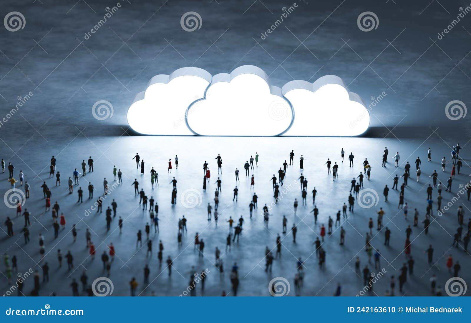 People Connect To Cloud Computing System Stock Illustration ...