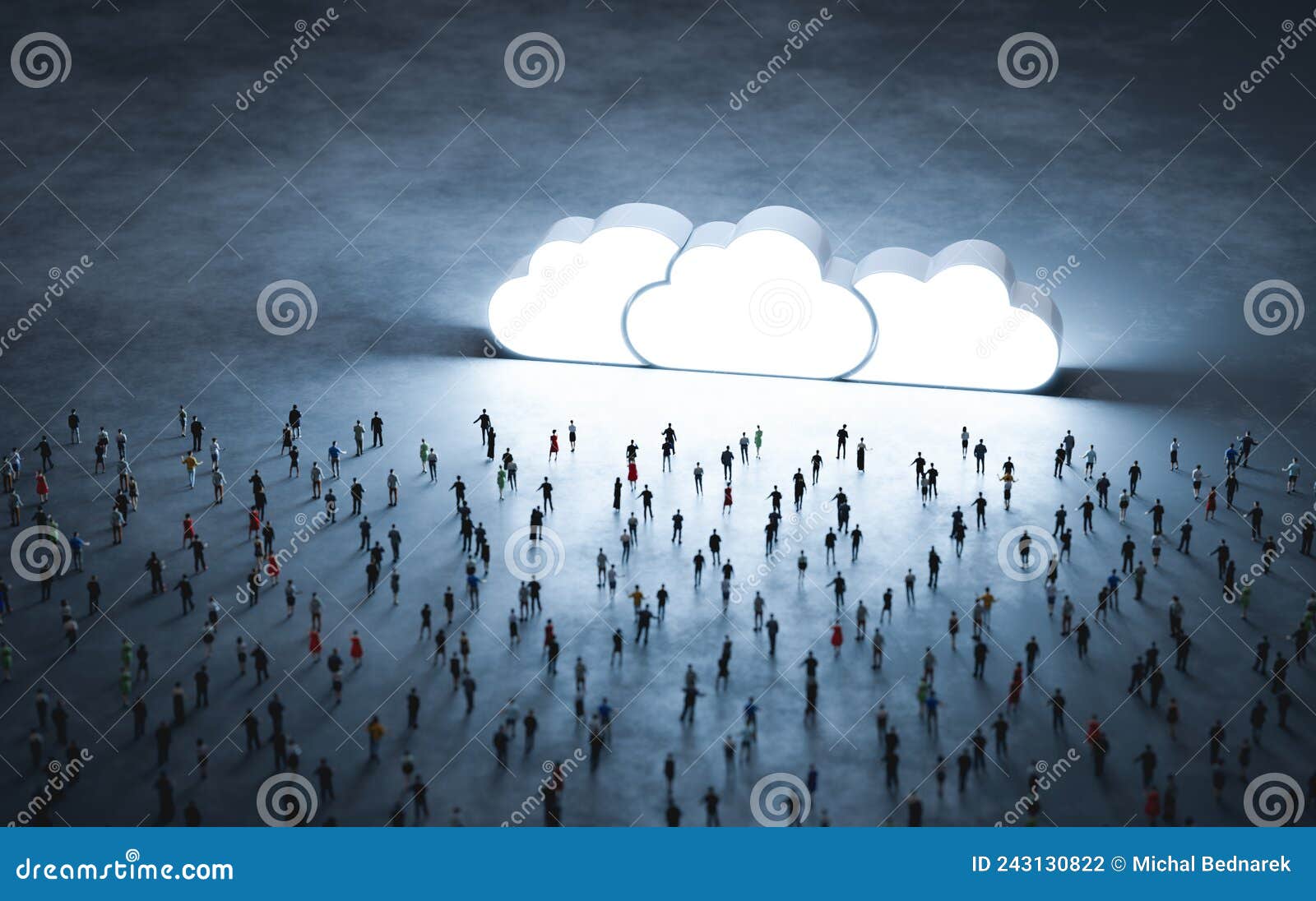 People Connect To Cloud Computing System Stock Illustration ...