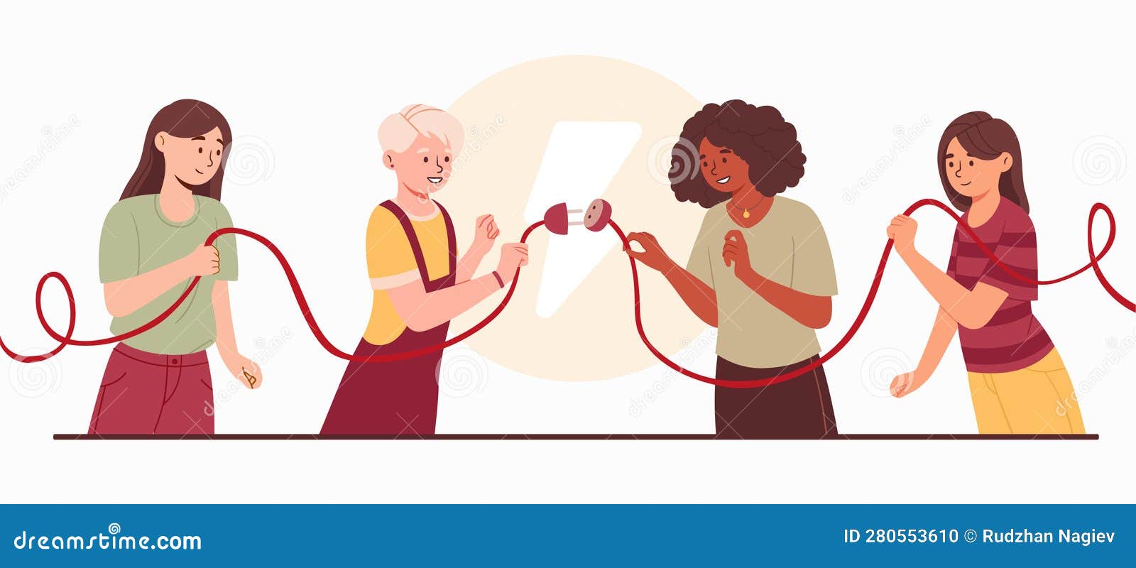 People Connected Plug Concept Stock Vector - Illustration of connector ...