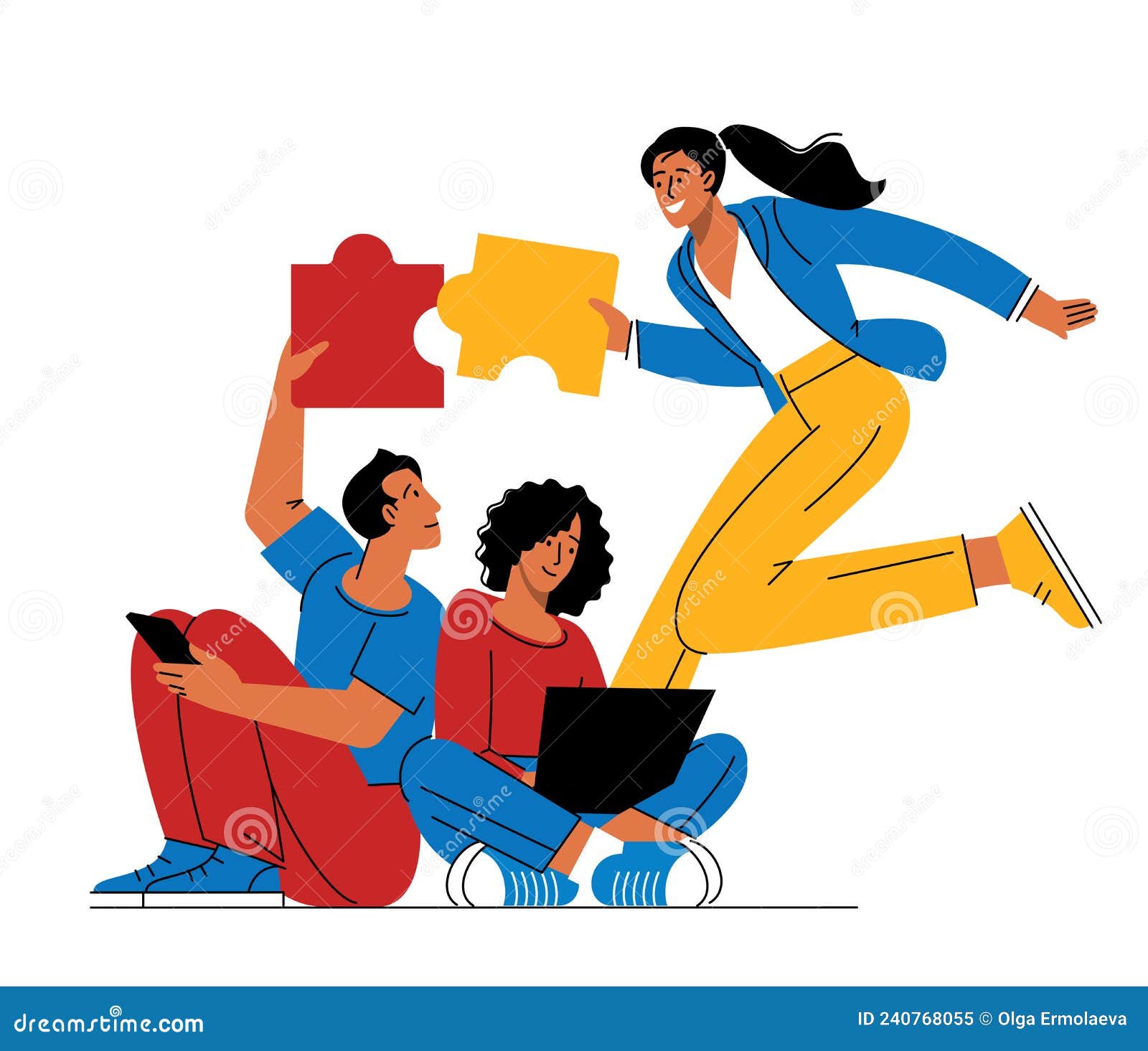 People Connecting Puzzle Elements Stock Vector - Illustration of ...