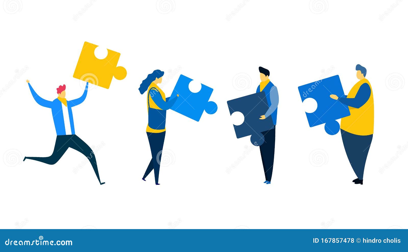 People Connecting Puzzle Elements. Stock Vector - Illustration of ...