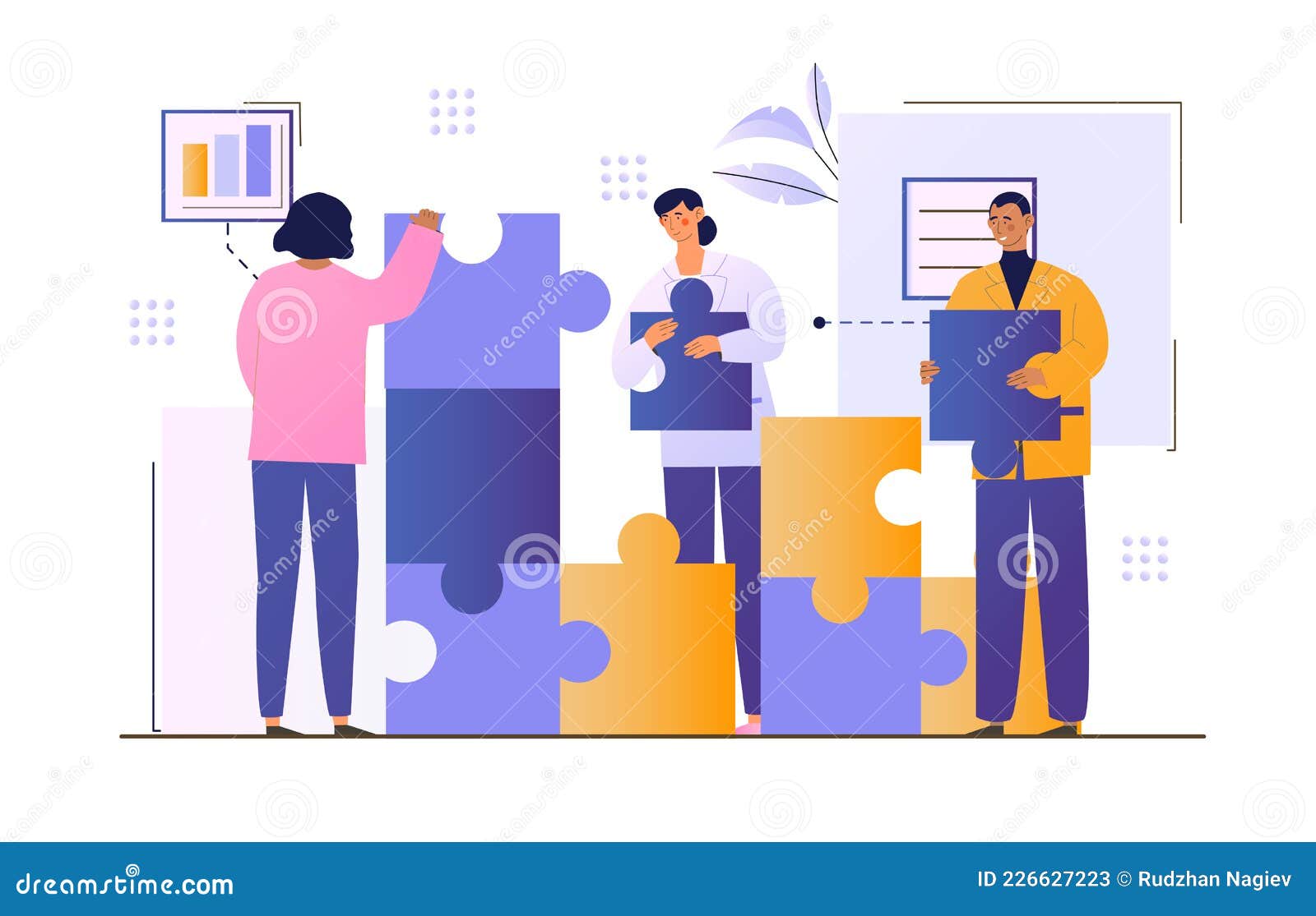 People Connecting Puzzle Elements Stock Vector - Illustration of ...