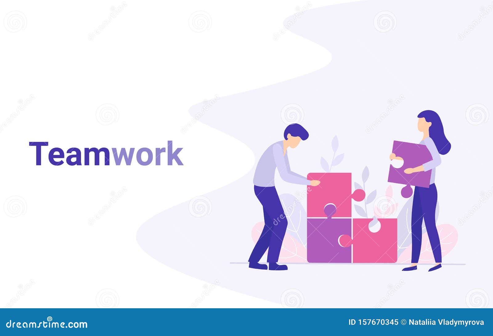 Teamwork Puzzle People Concept Template Stock Vector - Illustration of ...