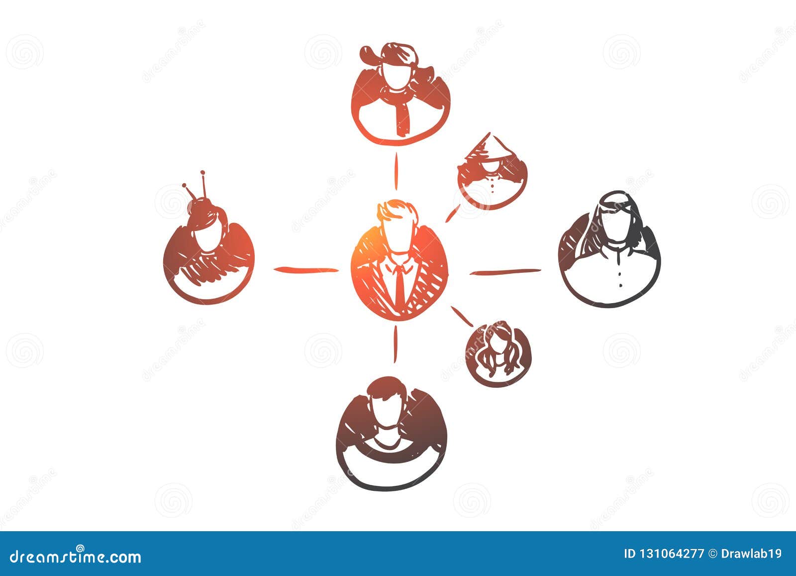 People, Connection, Network, Global, Community Concept. Hand Drawn ...