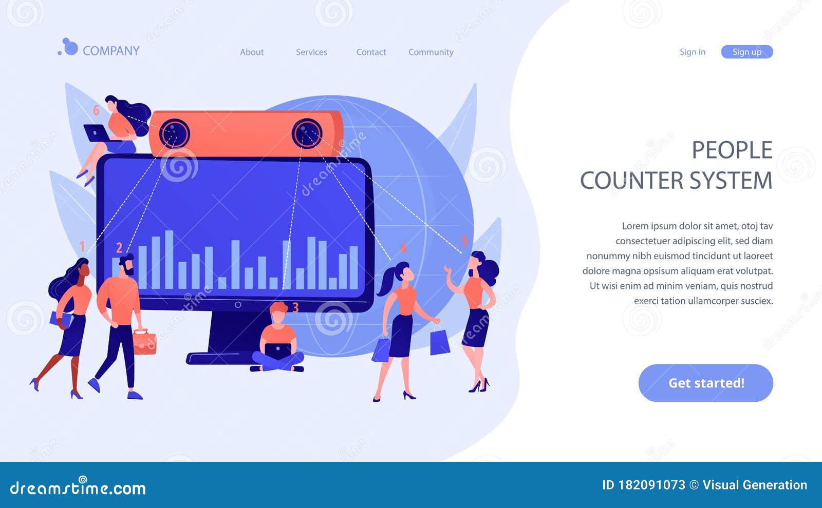 People Counter System Concept Landing Page Stock Vector - Illustration ...