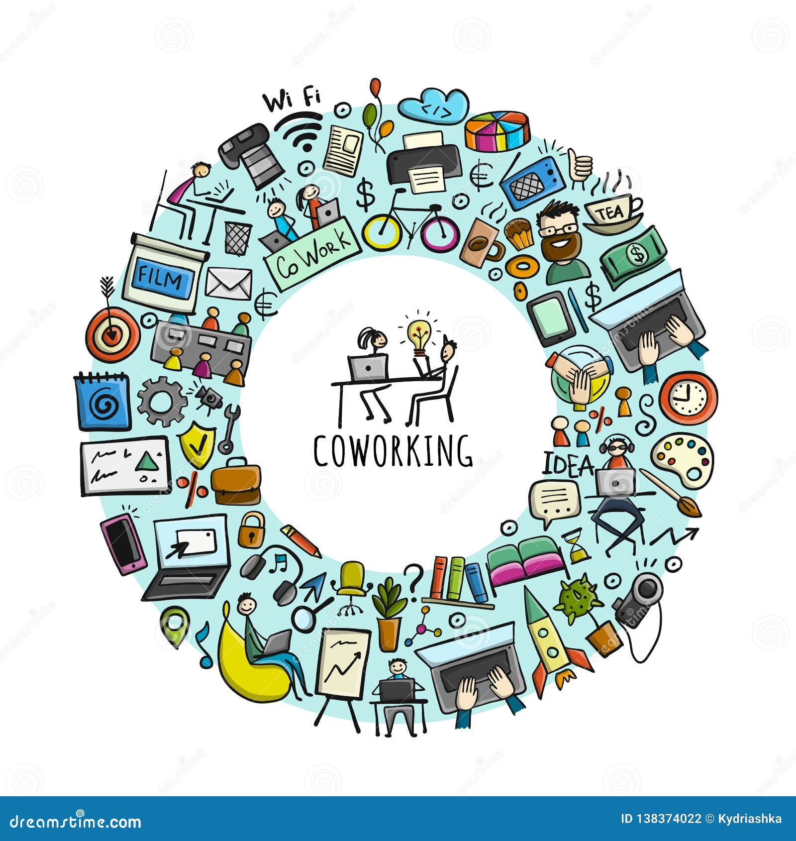 People in Coworking Office, Concept for Your Design Stock Vector ...