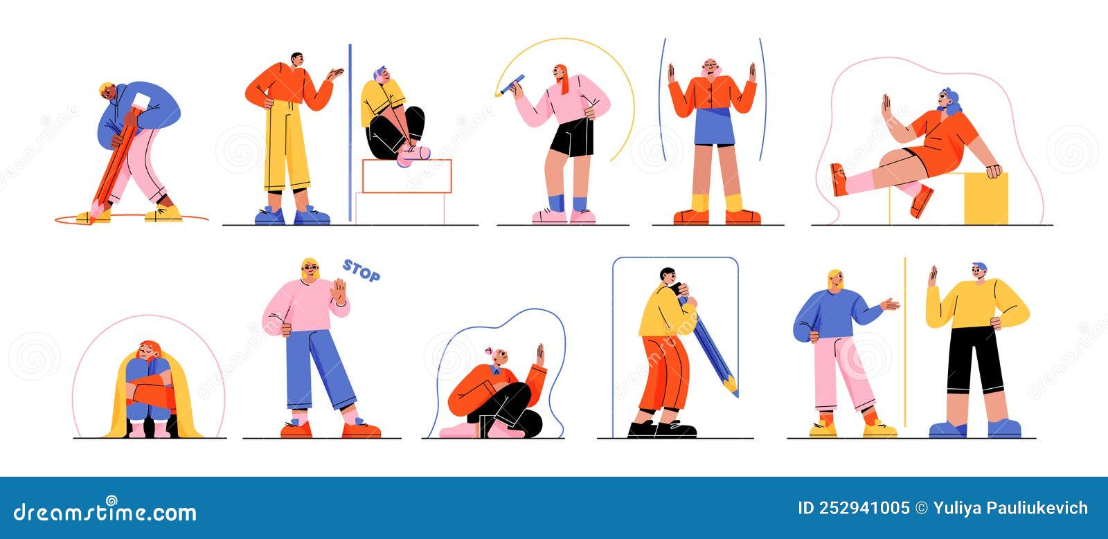 Personal Space Concept. Characters Setting, Protecting And Violating ...