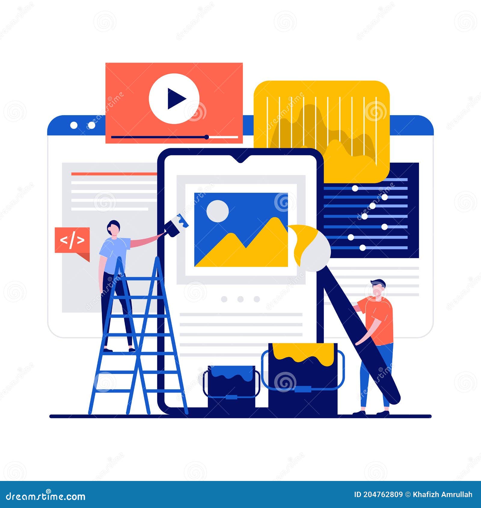 People Create Ui Design Concept with Tiny Character. Designer Team ...