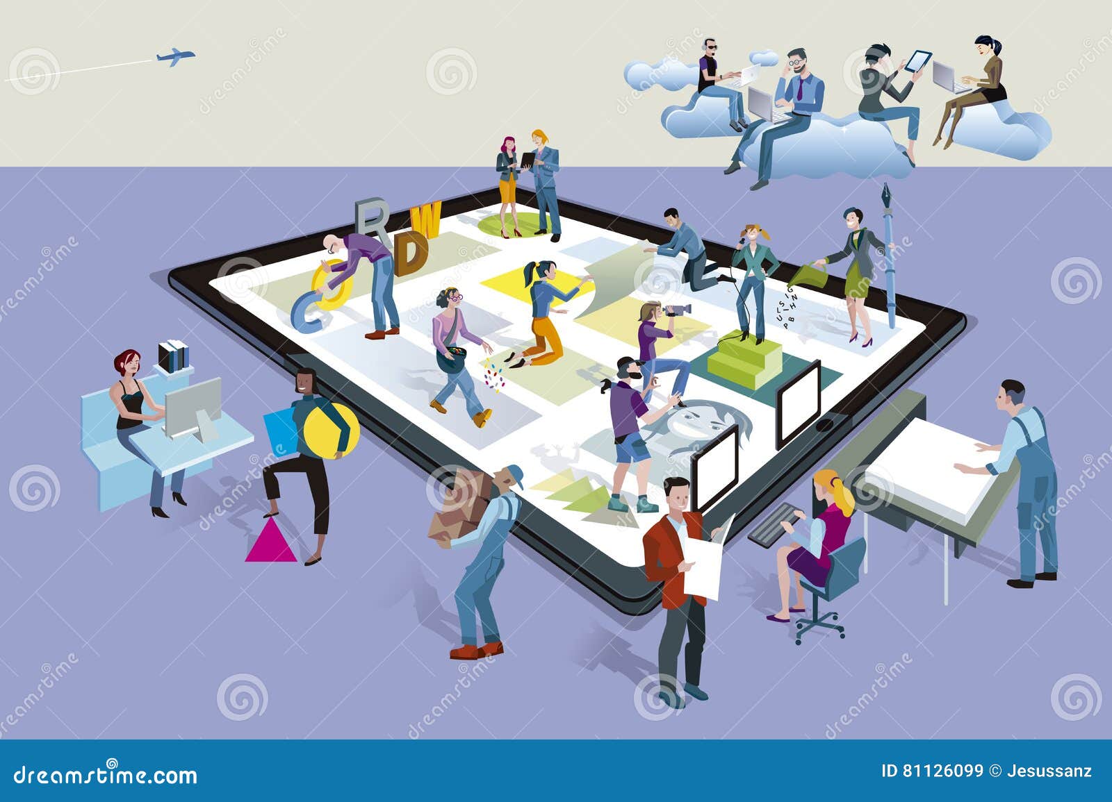 People Creating Interface for Tablet Stock Illustration - Illustration ...