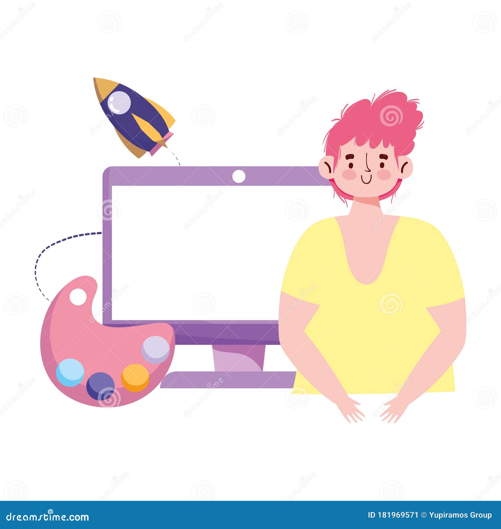 People Creativity and Technology,boy with Computer Idea Innovation ...