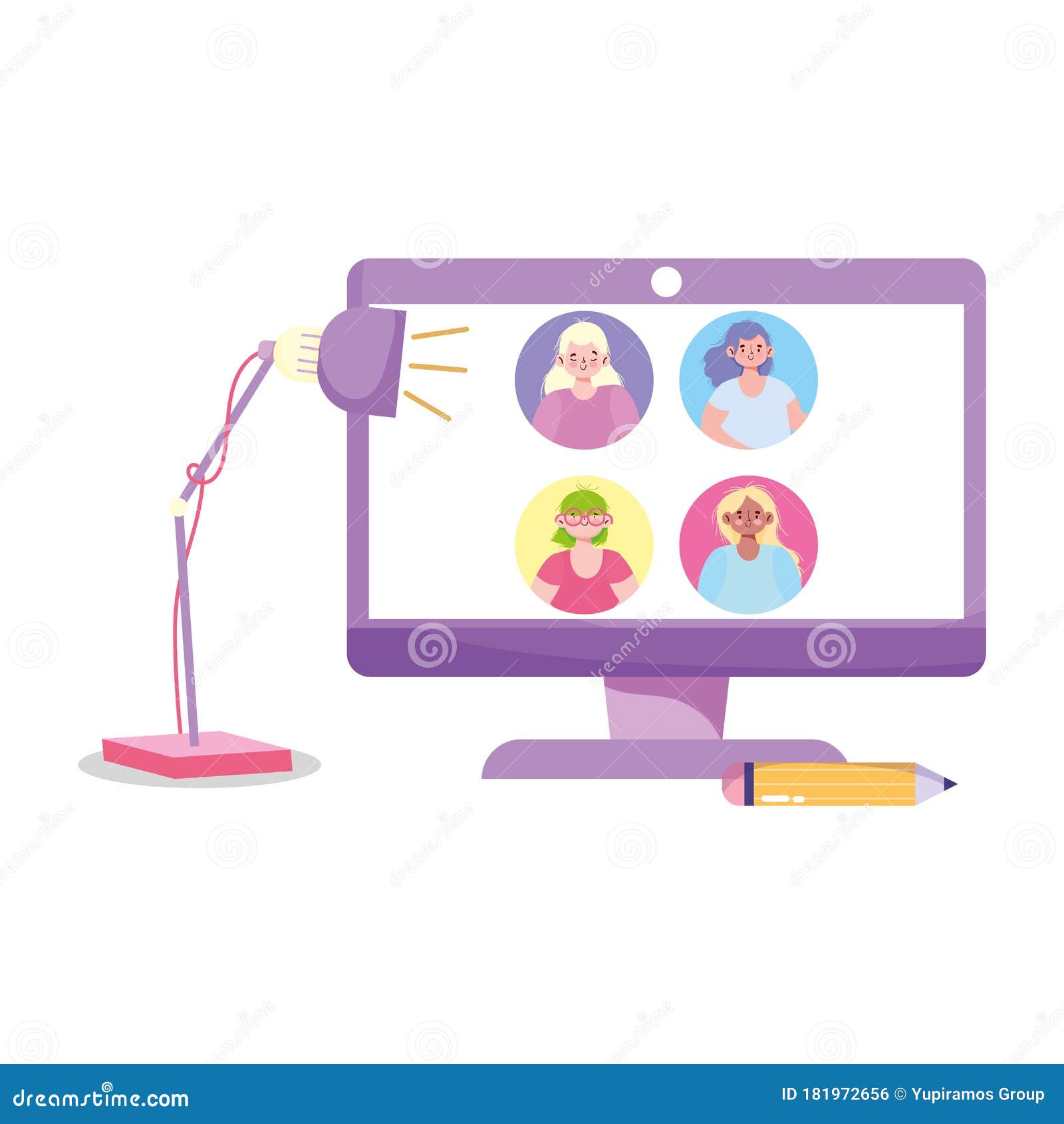 People Creativity and Technology, Computer Idea Lamp and Pencil Stock ...