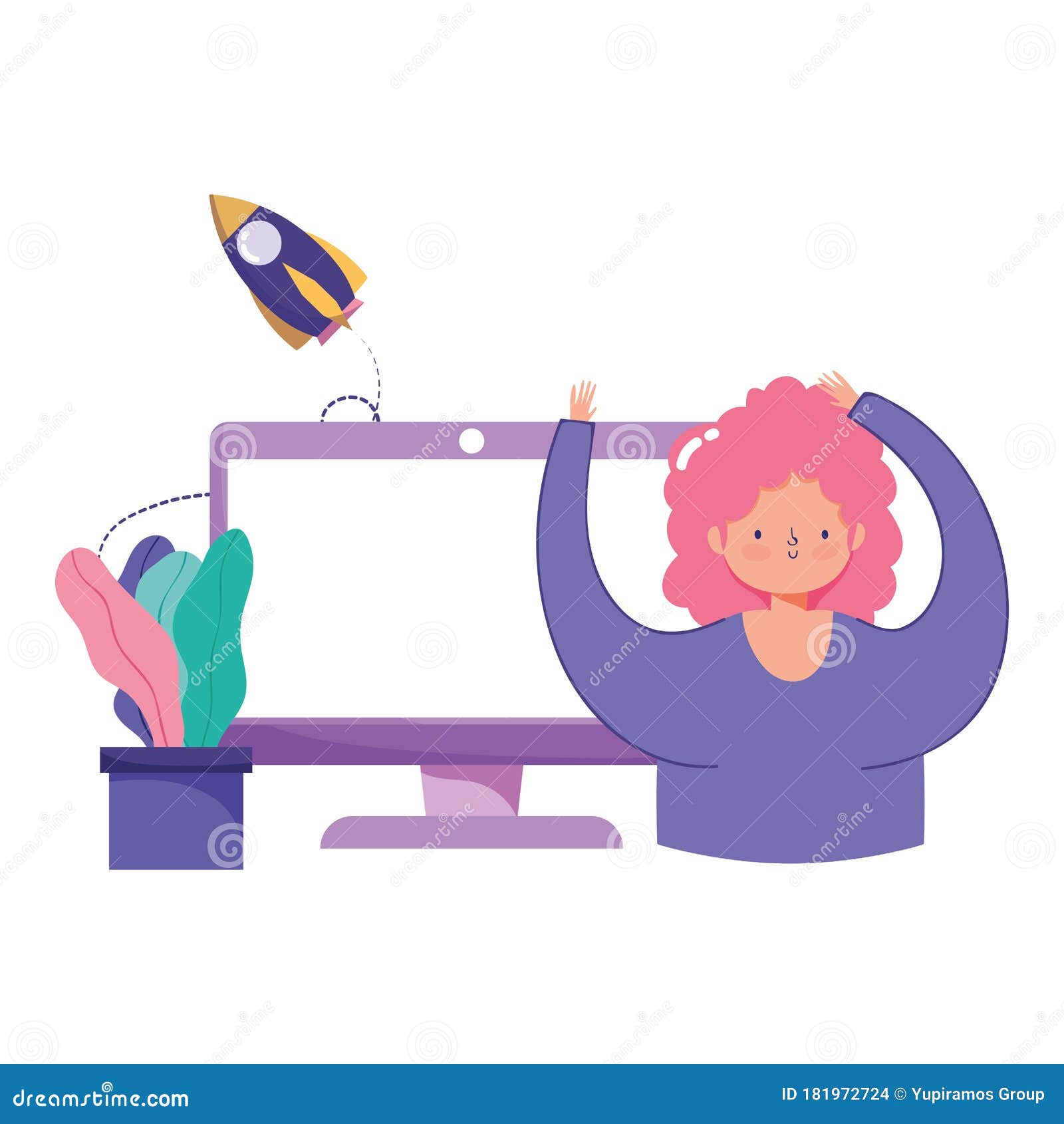 People Creativity and Technology,girl with Computer Idea Innovation ...