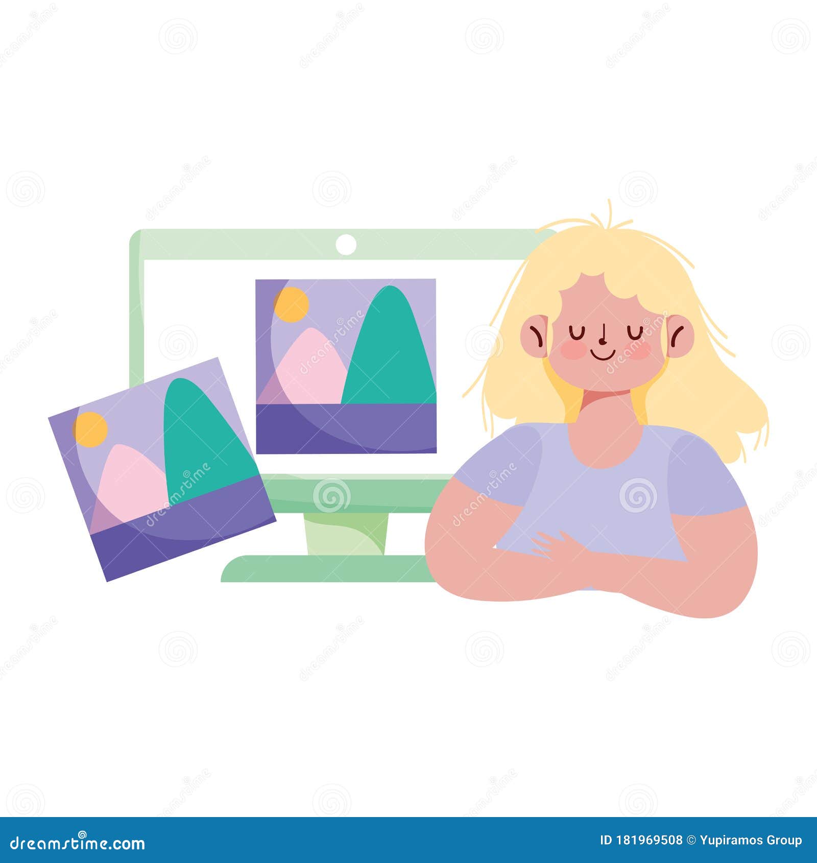 People Creativity and Technology,girl with Computer Photo Gallery Stock ...