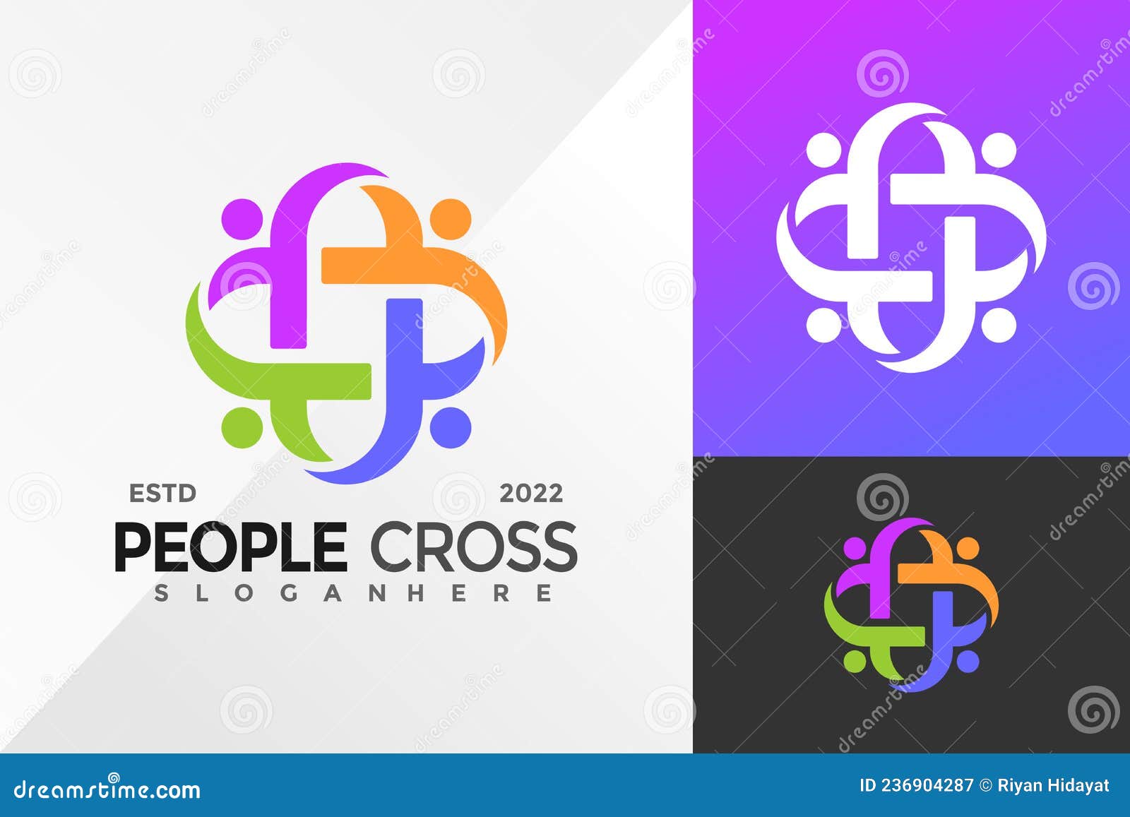 People Cross Logo Design Vector Illustration Template Stock Vector ...