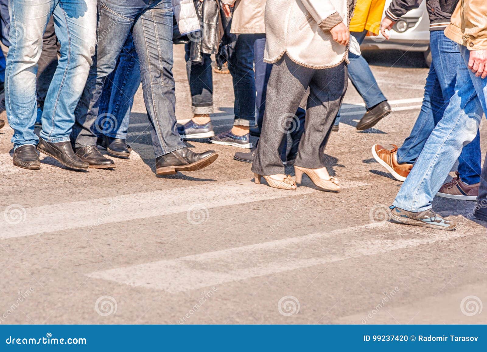 People Crossing the Pedestrian Crossing Stock Photo - Image of brown ...