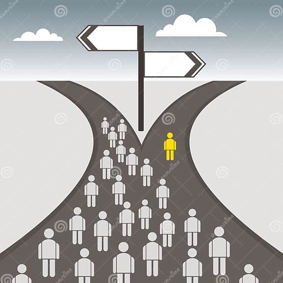 People on the crossroads stock illustration. Illustration of choosing ...
