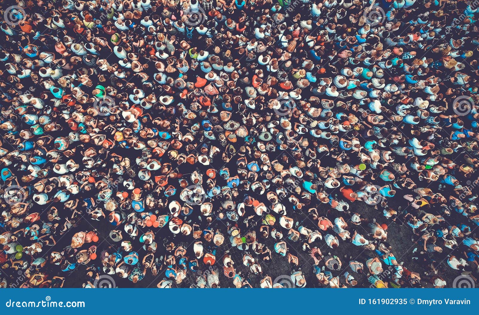 People Crowd, Aerial, Top View. Toned Image Stock Image - Image of ...