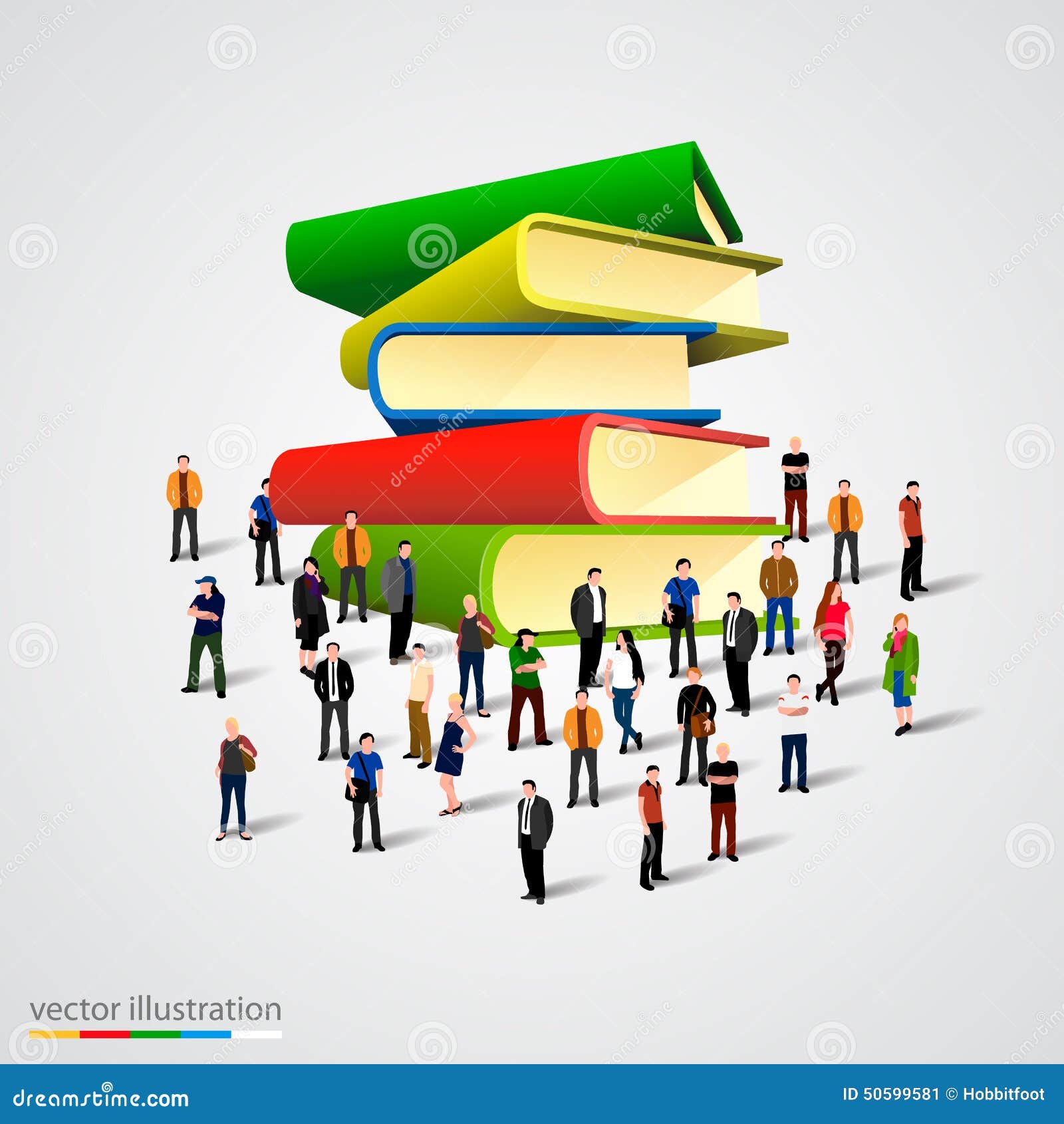 People Crowd Around Book Stack Stock Vector - Illustration of ...