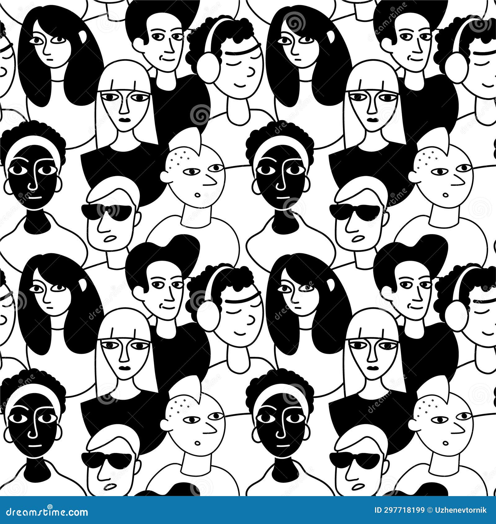 People in crowd pattern stock illustration. Illustration of happy ...