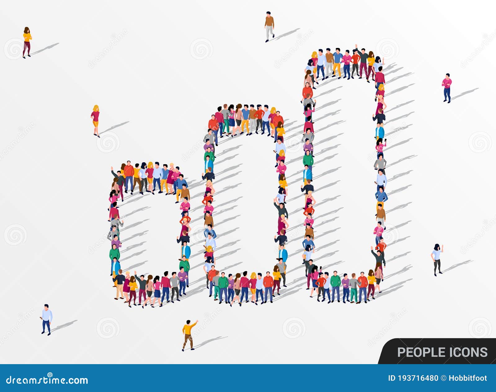 People Crowd in Form of Growing Chart. Statistic Concept Stock Vector ...