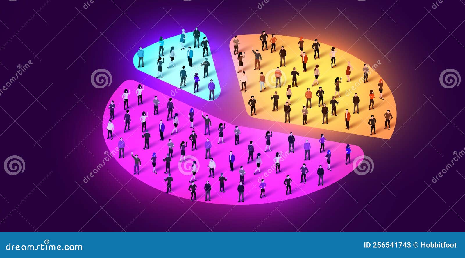 People Crowd in Form of Pie Chart Composed of People. Statistic Concept ...