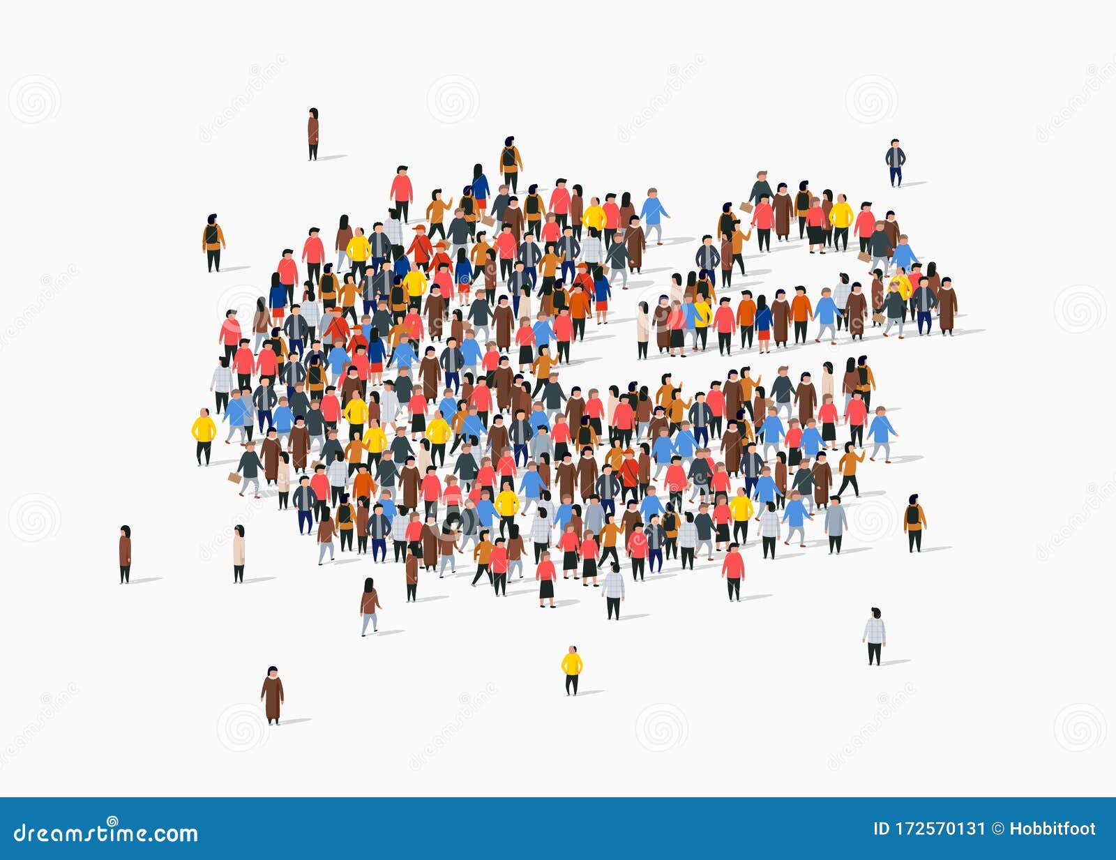People Crowd in Form of Pie Chart Composed of People. Statistic Concept ...