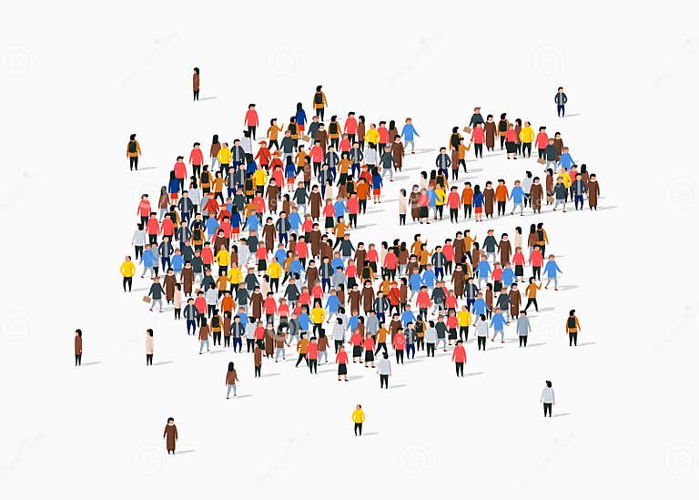 People Crowd in Form of Pie Chart Composed of People. Statistic Concept ...