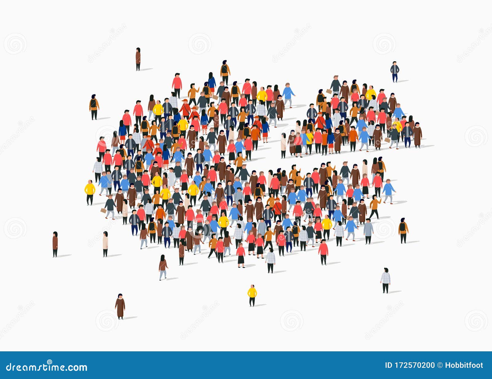 People Crowd in Form of Pie Chart Composed of People. Statistic Concept ...