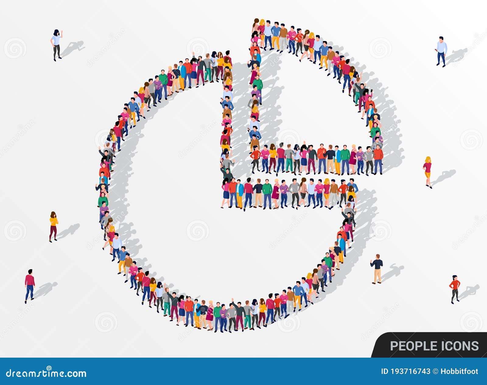 People Crowd in Form of Pie Chart Composed of People. Statistic Concept ...