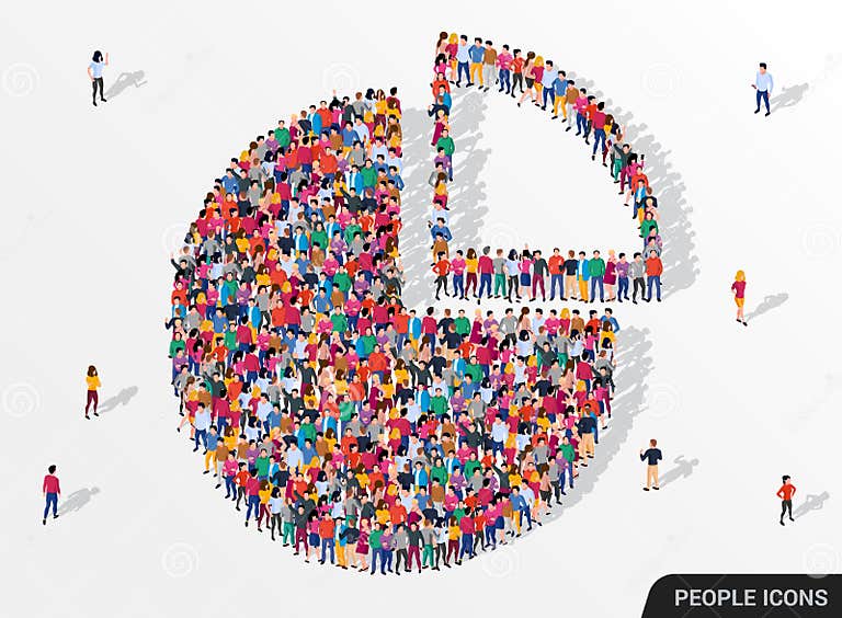 People Crowd in Form of Pie Chart Composed of People. Statistic Concept ...