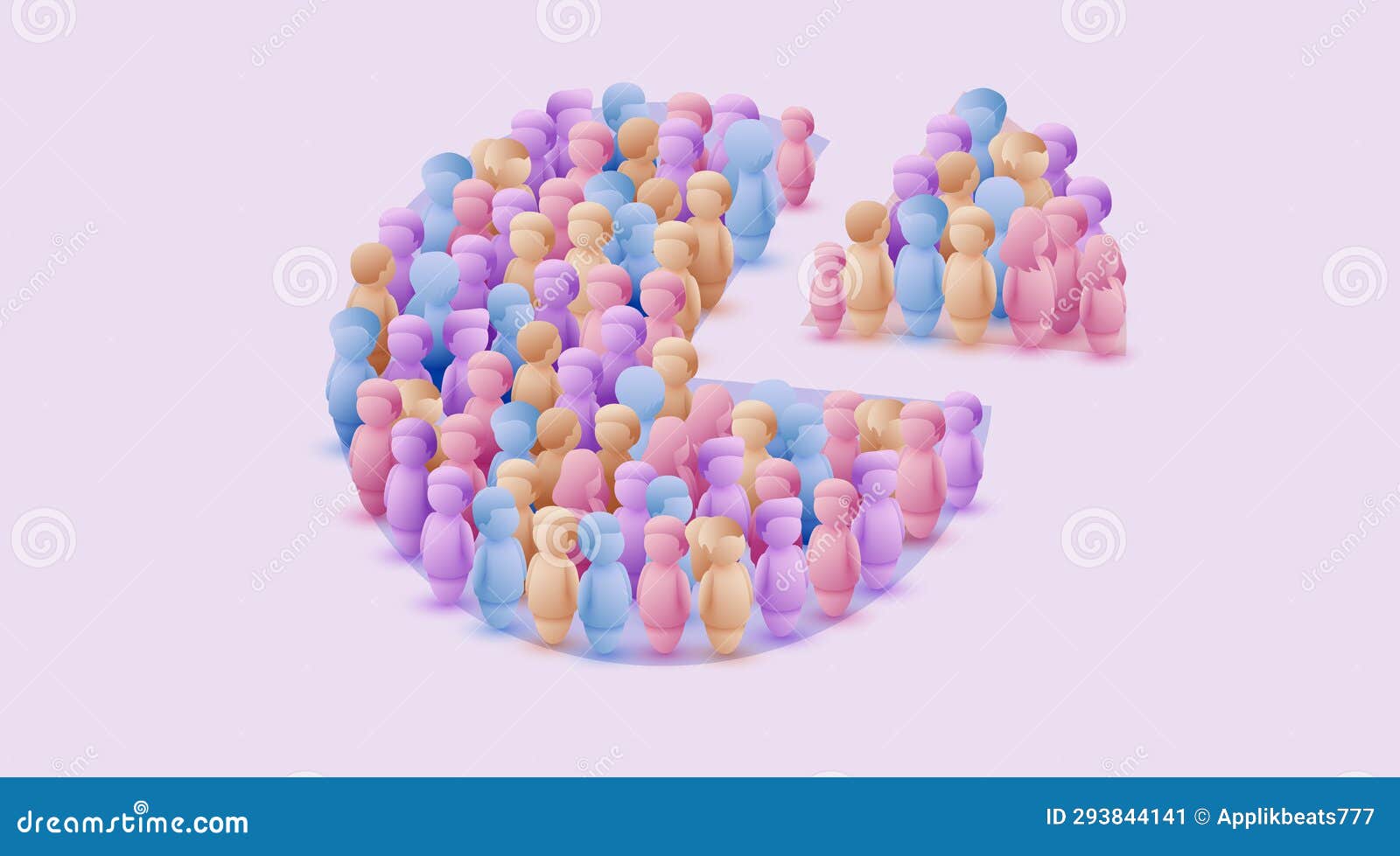 People Crowd in Form of Pie Chart Composed of People. Statistic Concept ...