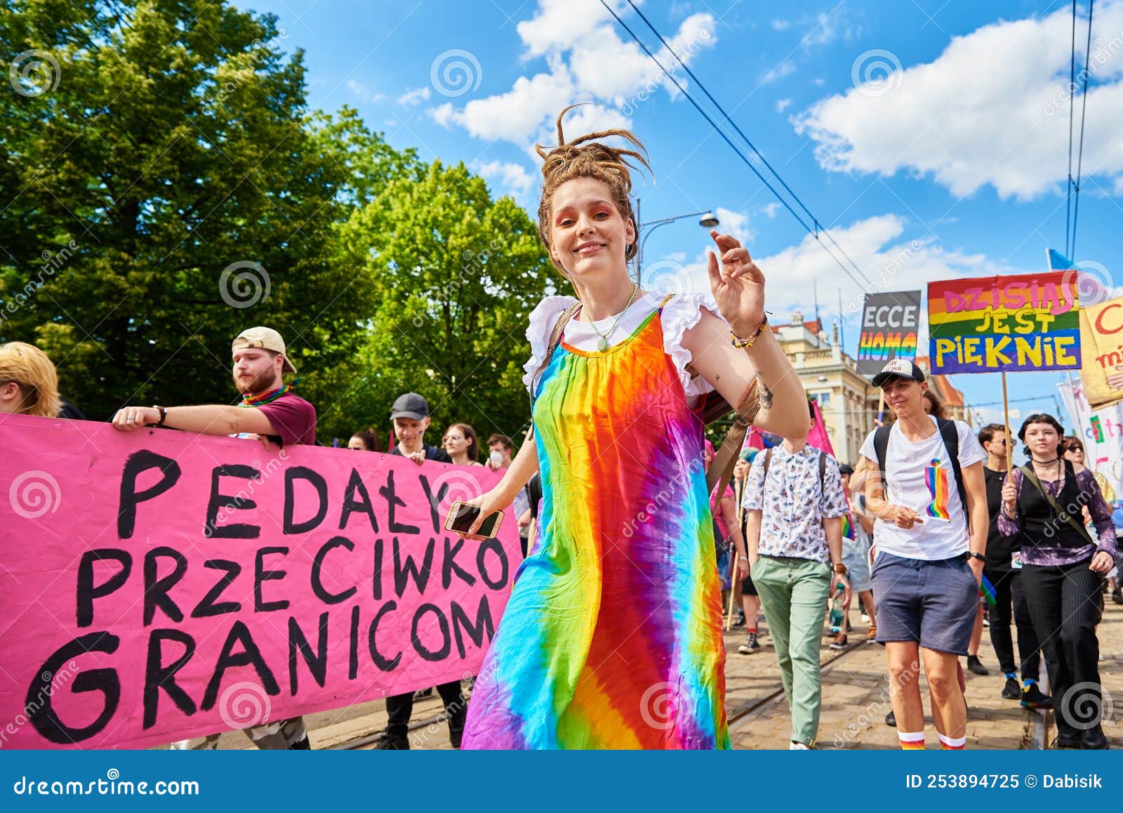 People Crowd With Rainbow Flags On March For Support Lgbt Comunity